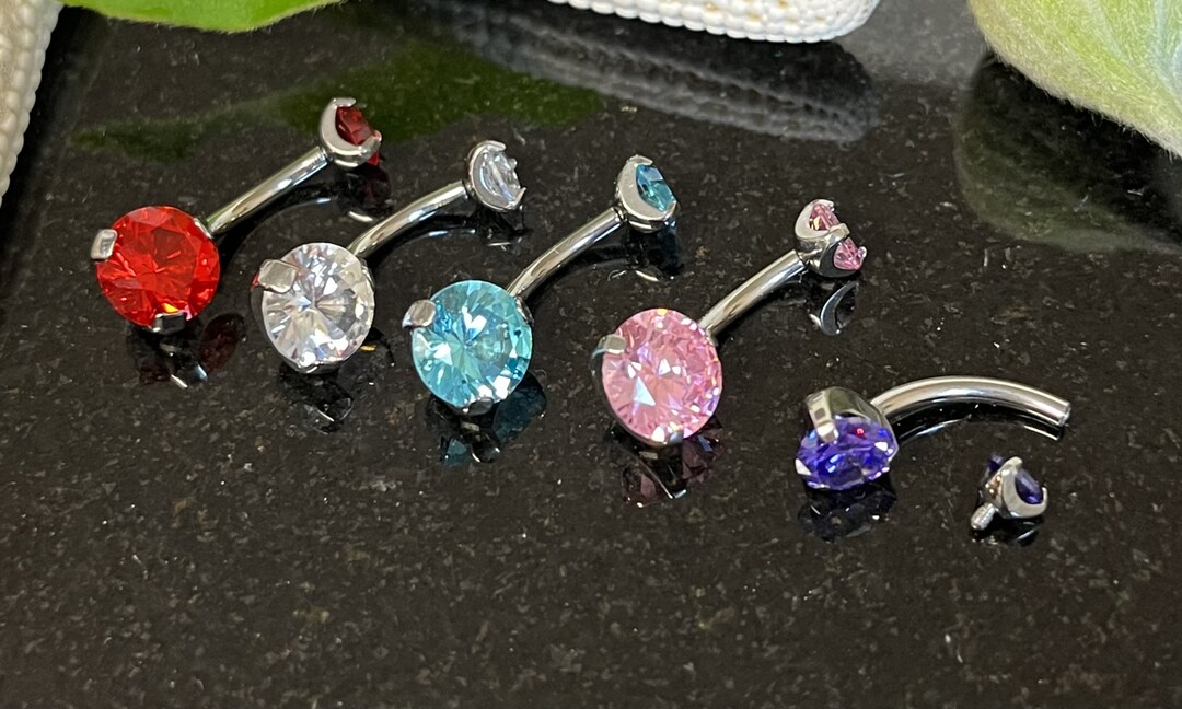 1 Piece Solid Implant Grade Titanium Round Gem Internally Threaded ...