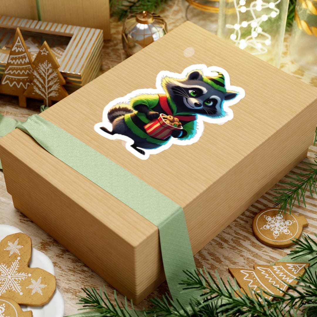 Kiss-cut Christmas Racoon Grinch Sticker, Animal Lovers - Etsy