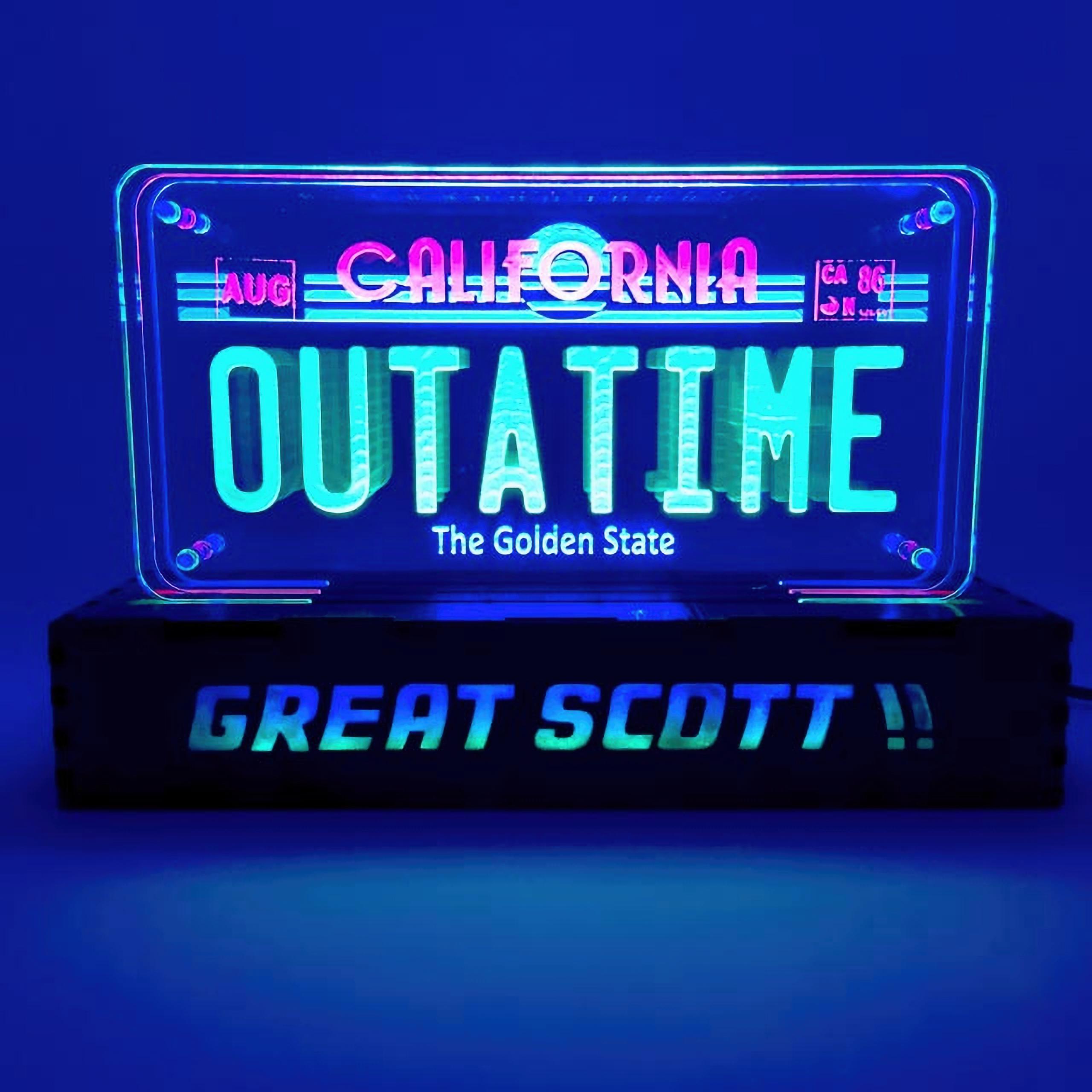 Back to the Future LED Sign, Delorean, OUTATIME License Plate, Laser ...