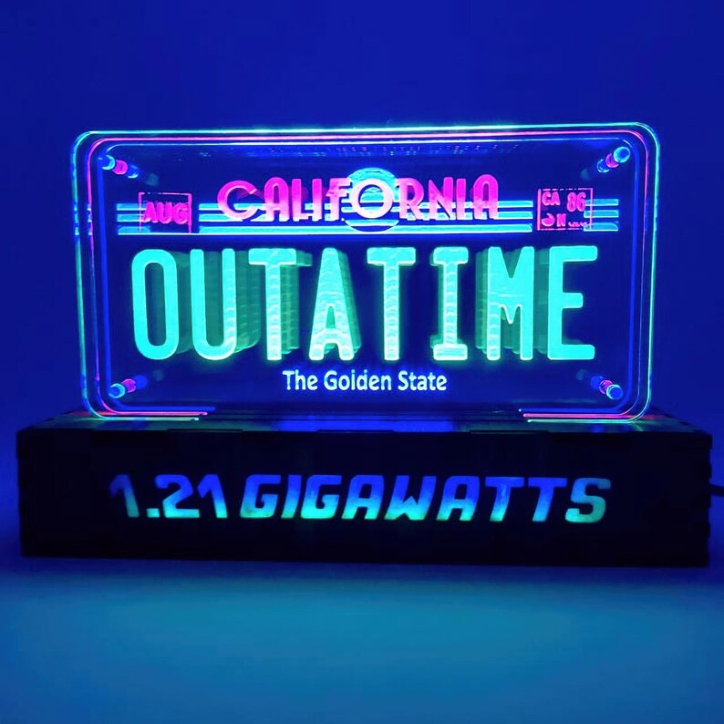 Back to the Future LED Sign, Delorean, OUTATIME License Plate, Laser ...