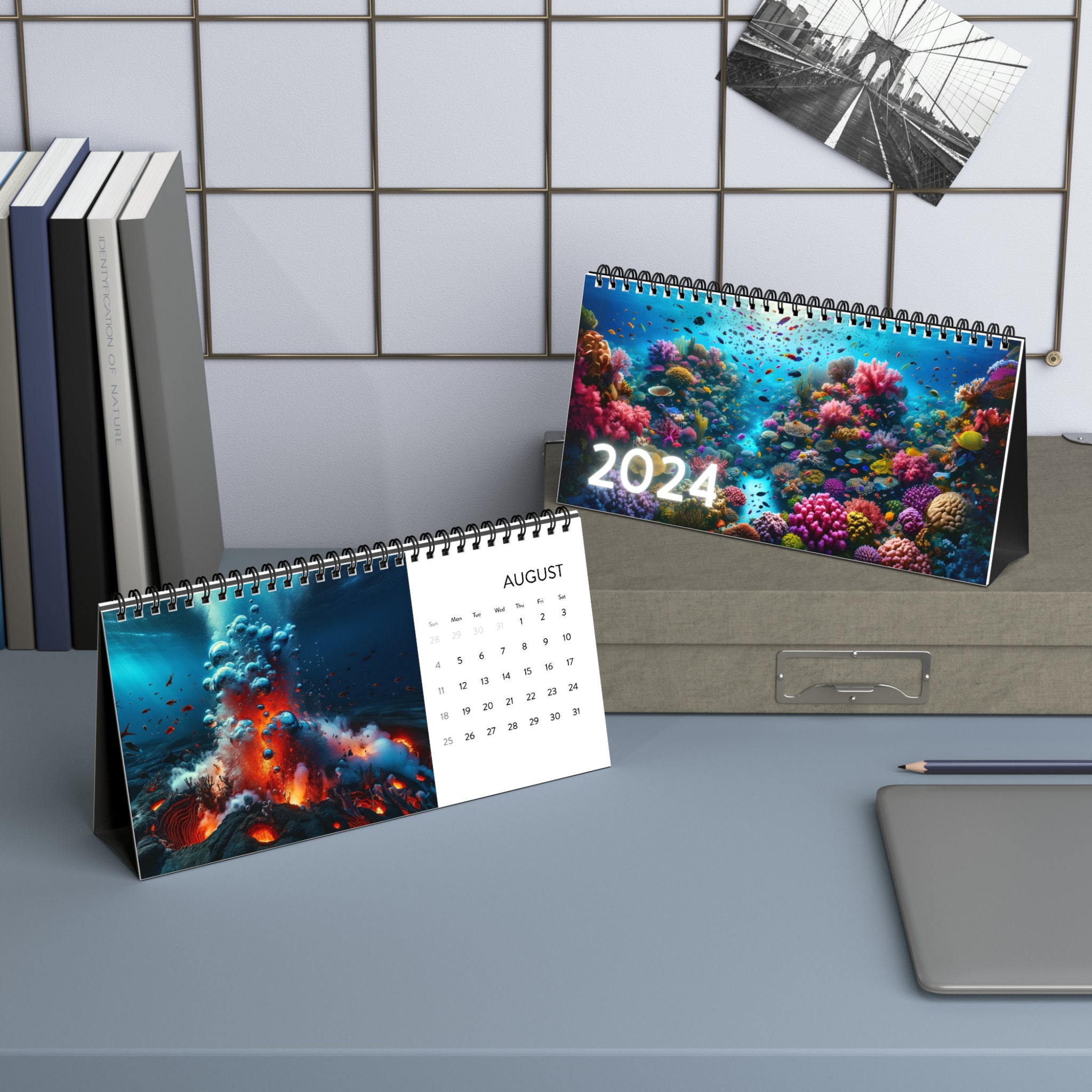 2024 Calendar - Underwater Wonders Spiral Calendar, Coral Reefs & Sea Creatures Desk Decor sold ...