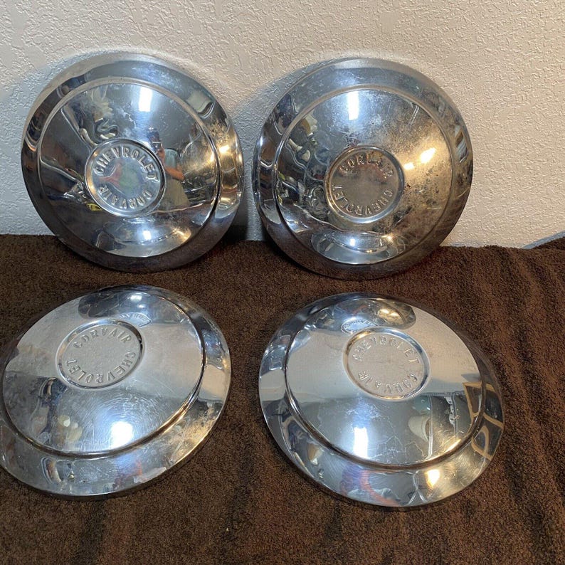 Genuine 1960 to 1967 Chevy Chevrolet Corvair Monza Dog Dish Hubcaps ...