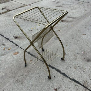 Vintage MCM Gold Colored Wire Record Player Stand Vinyl Rack With ...
