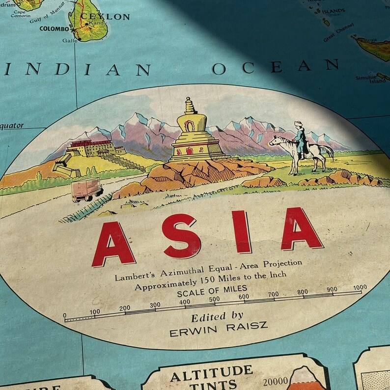 Vintage Modern School Asia Pull Down Map 1965 Litho 44x62 - Etsy