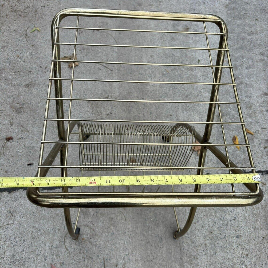 Vintage MCM Gold Colored Wire Record Player Stand Vinyl Rack With ...