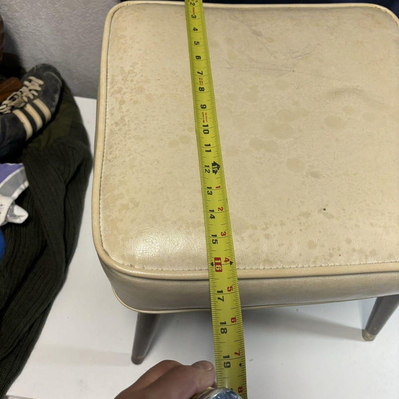 VTG Mid Century Modern Foot Stool Ottoman Tapered Legs Retro 16x13 ...