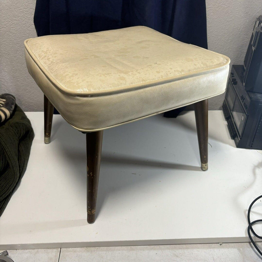 VTG Mid Century Modern Foot Stool Ottoman Tapered Legs Retro 16x13 ...