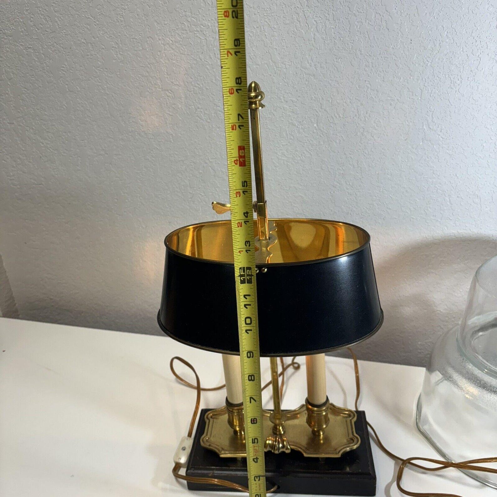 Black Shade Bouillette Lamp 2 Candlestick Lights Gold Brass Tone - Etsy