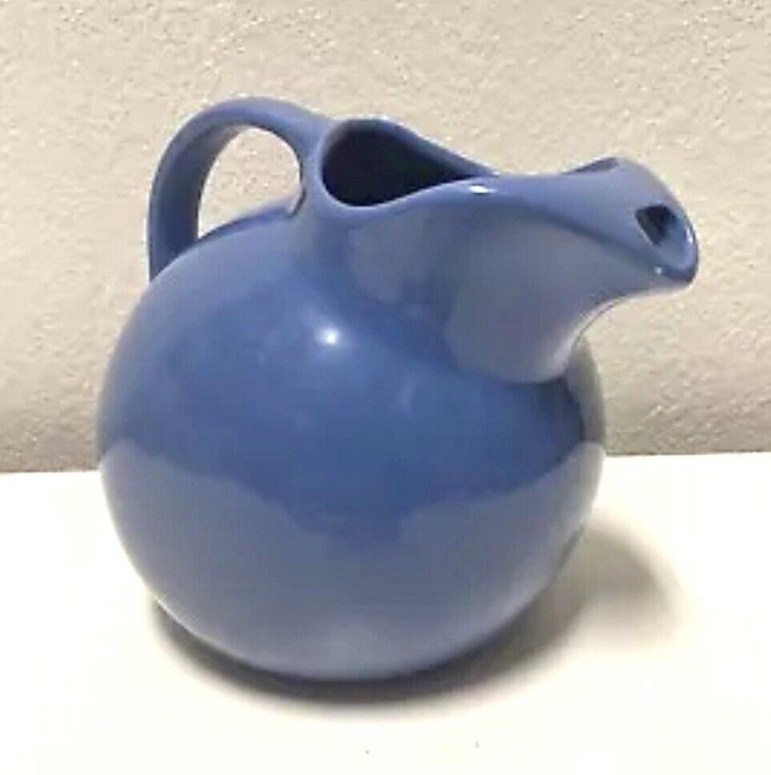 Vintage Hall Pottery Tilted Ball Pitcher Blue #633 USA Made - Etsy