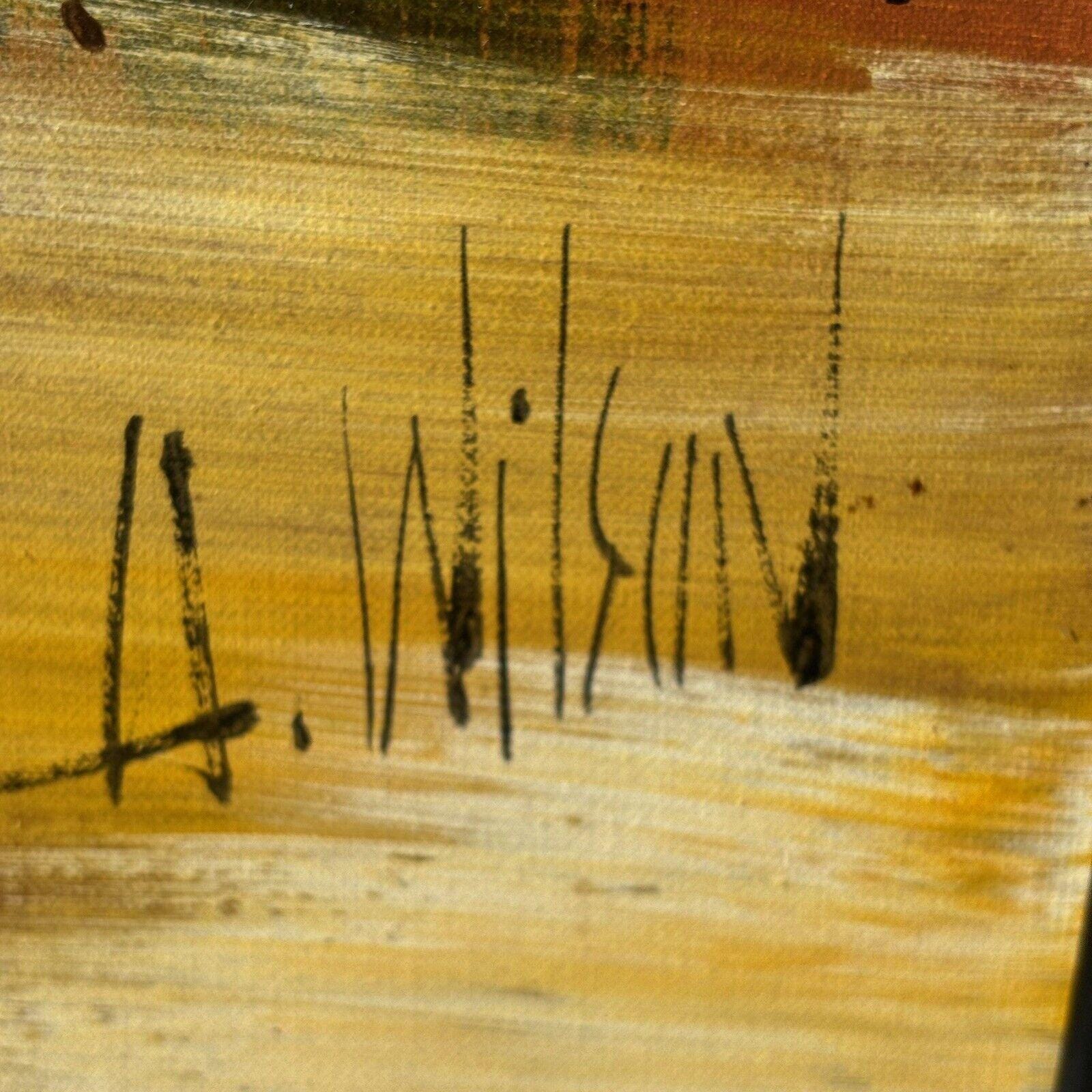 A. Wilson Seascape Birds Oil Painting on Canvas MCM Large 37x37 ...