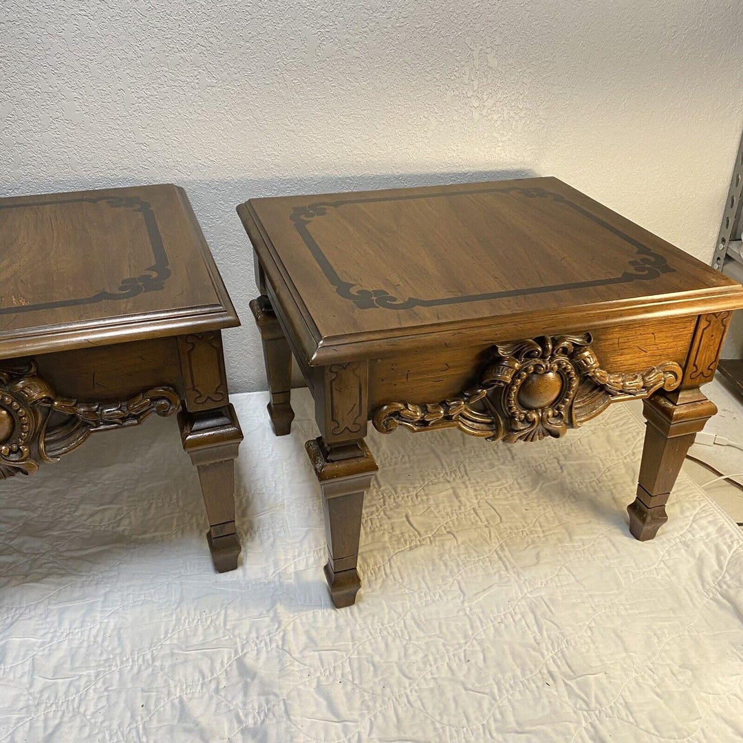Beautiful Pair of Ornate Wood Lane End Tables / Side Tables Mo. # 1462 ...