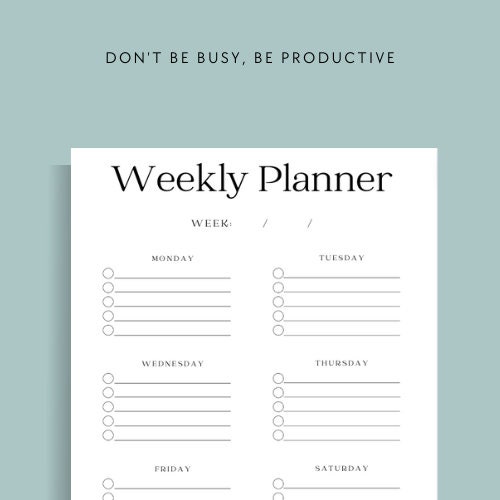 Printable Weekly Planner PDF| Simple, Minimalist Planner | Weekly ...