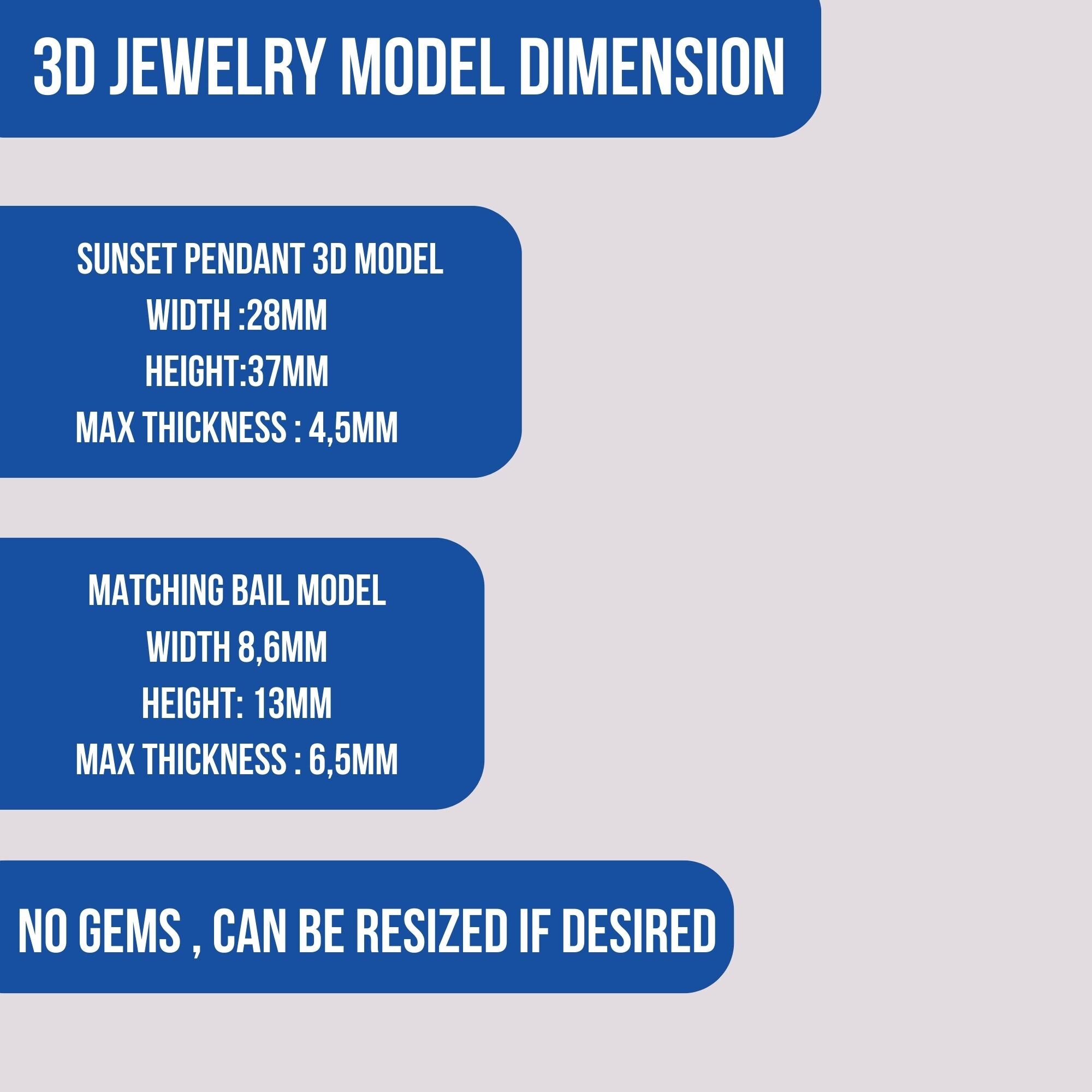 Sunset Pendant STL File for 3D Printing Romantic Nature-inspired ...