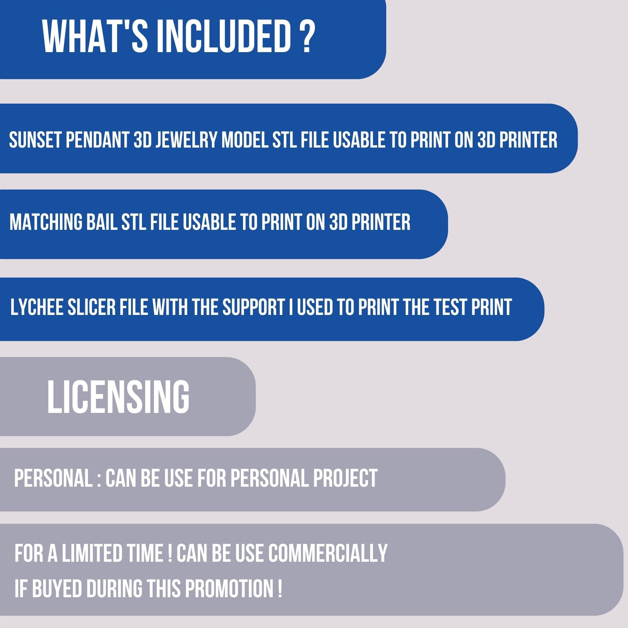 Sunset Pendant STL File for 3D Printing Romantic Nature-inspired ...