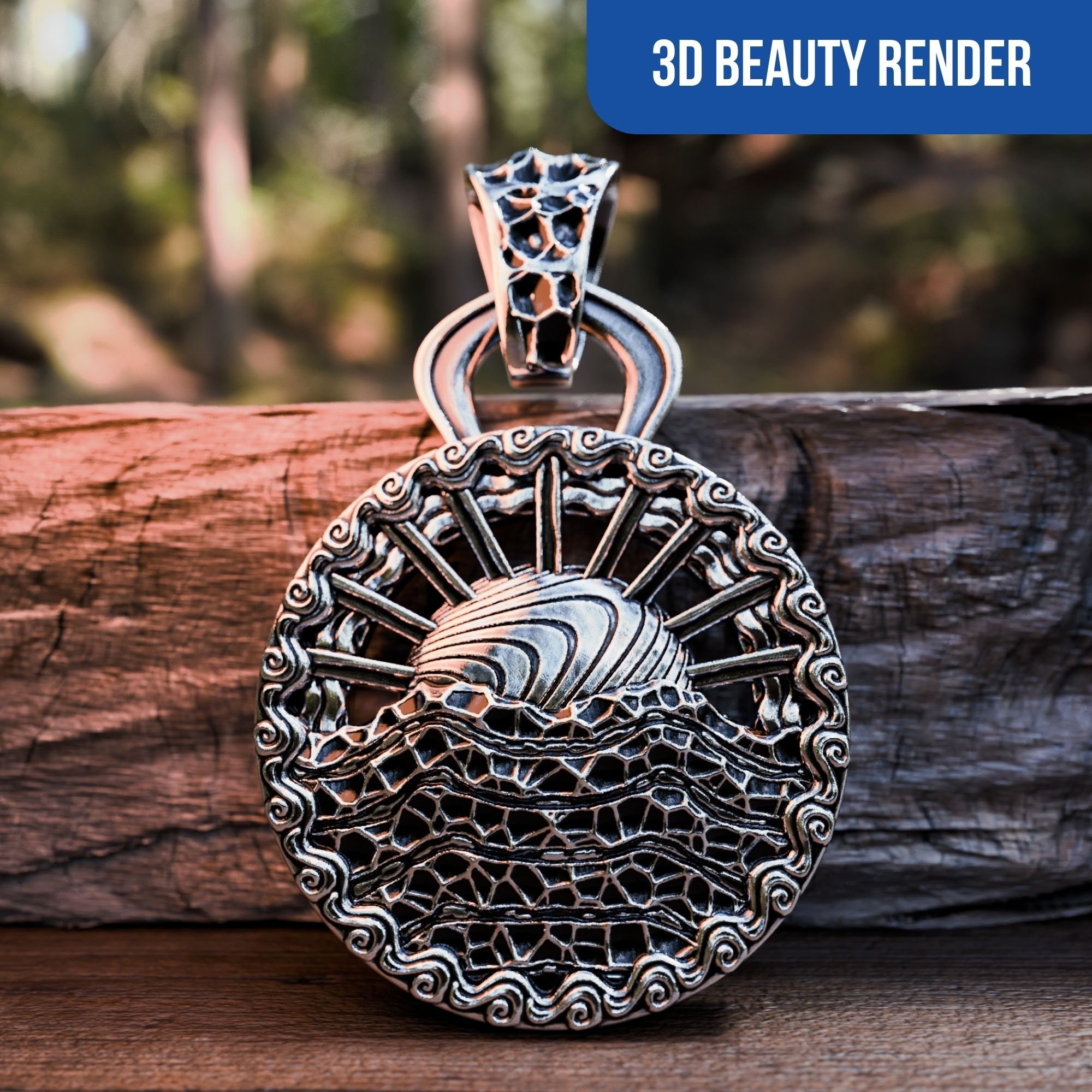 Sunset Pendant STL File for 3D Printing Romantic Nature-inspired ...
