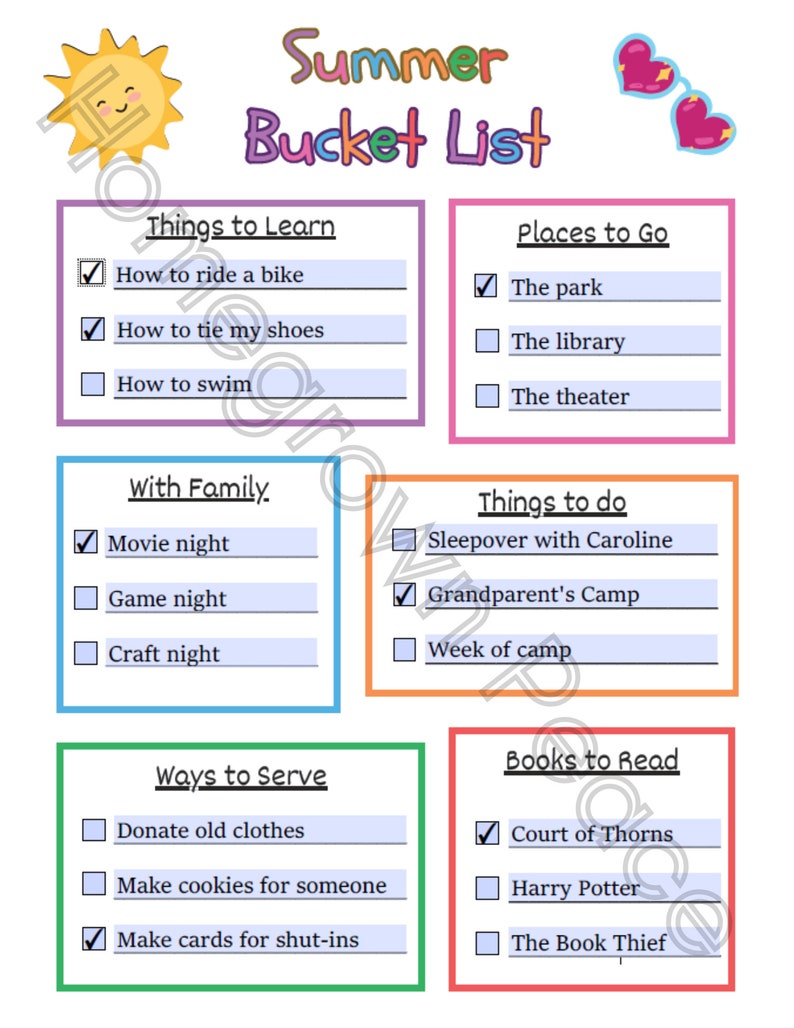 Summer Bucket List Printable AND Editable - Etsy