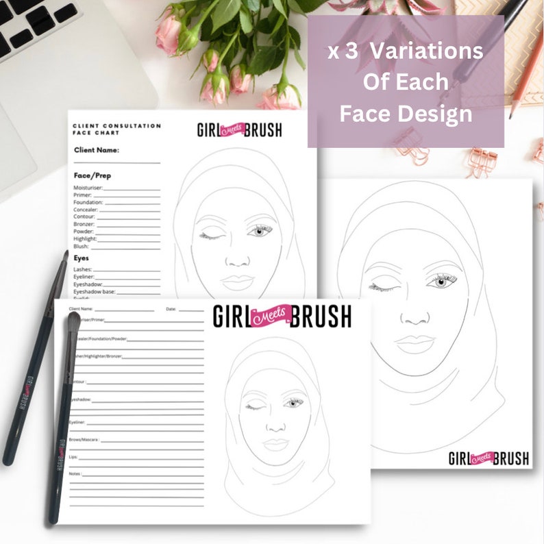 Face Chart Printable Template design Zoya - Etsy