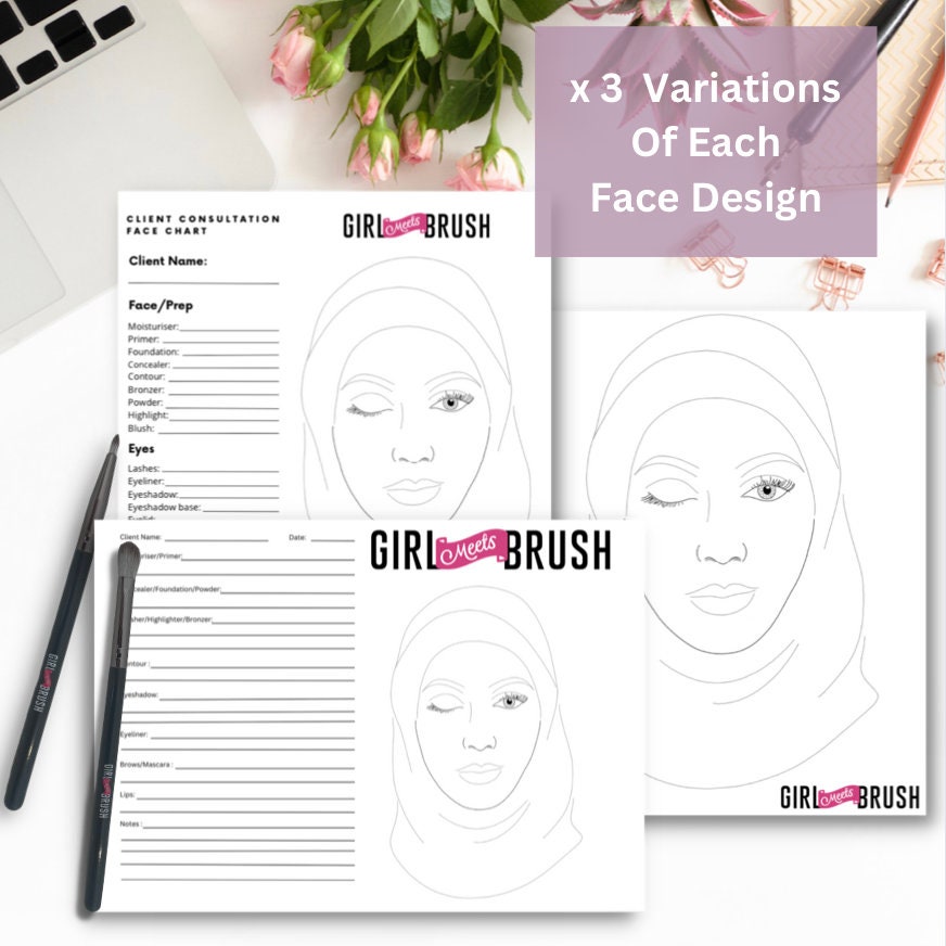 Face Chart Printable Template design Zoya - Etsy