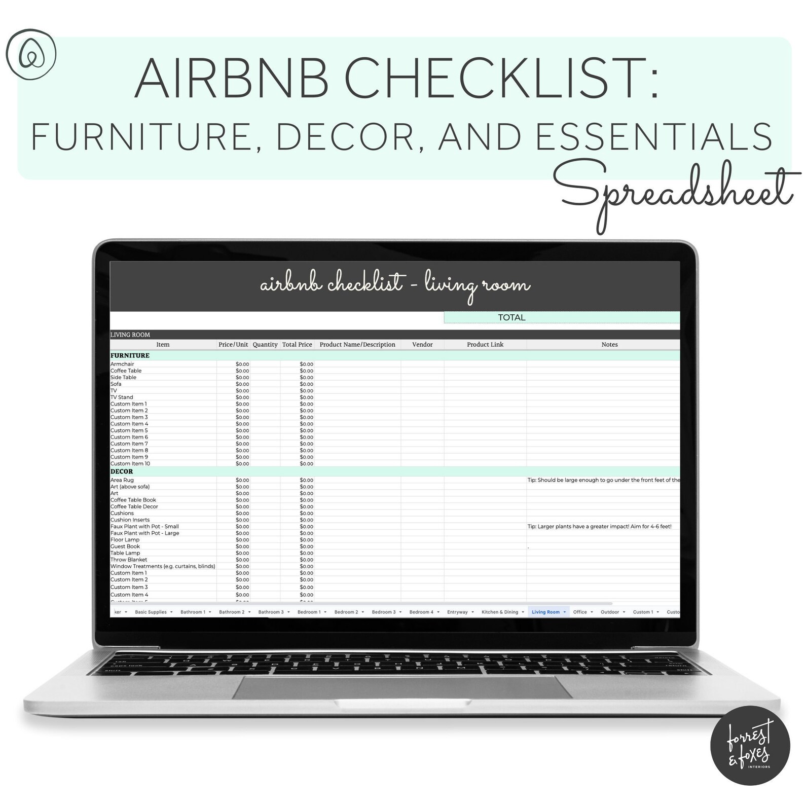 Airbnb Inventory Checklist & Expense Tracker Airbnb Spreadsheet Google ...