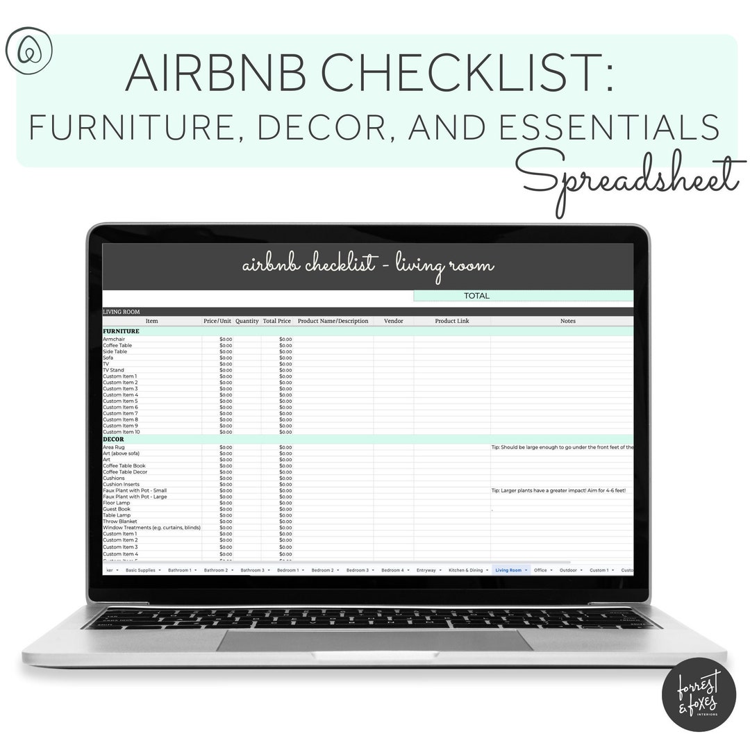 Airbnb Inventory Checklist & Expense Tracker Airbnb Spreadsheet Google ...
