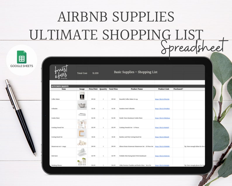 Airbnb Inventory Sheet Airbnb Spreadsheet Google Sheets - Etsy