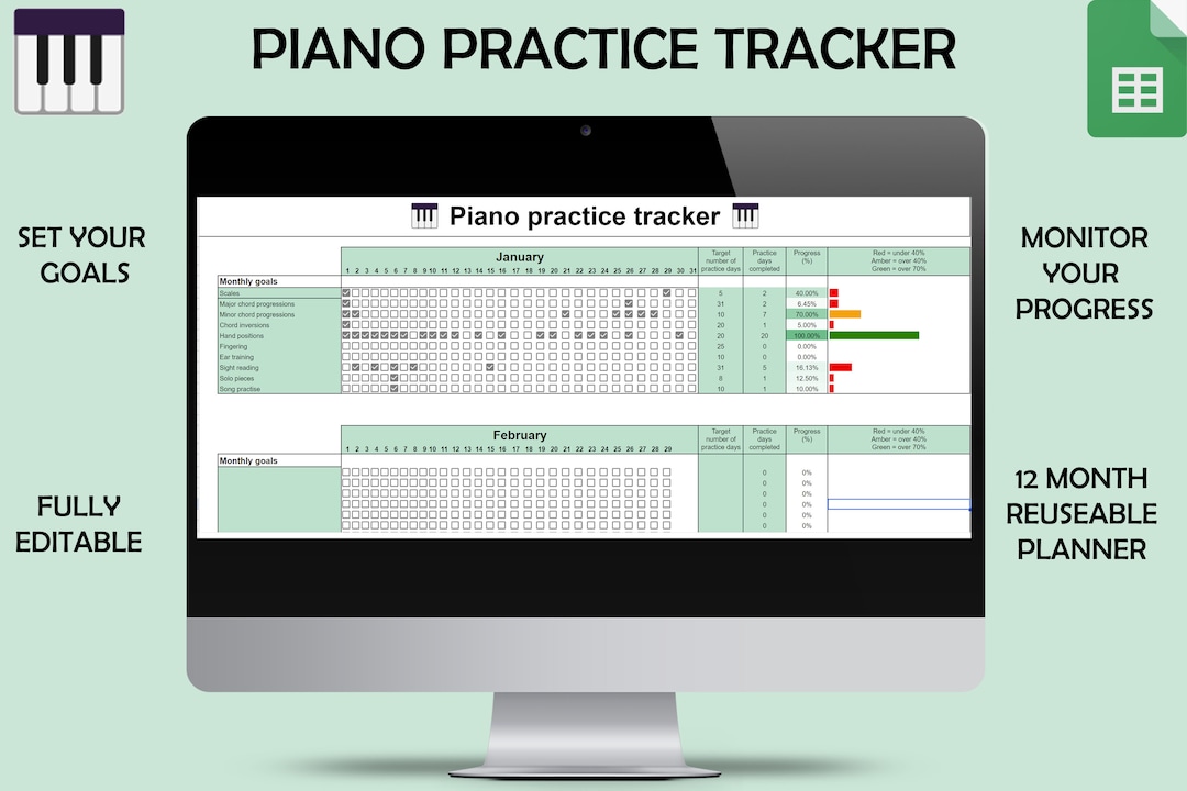 Piano Practice Routine | Piano Practice Ideas | Piano Progress Journal ...