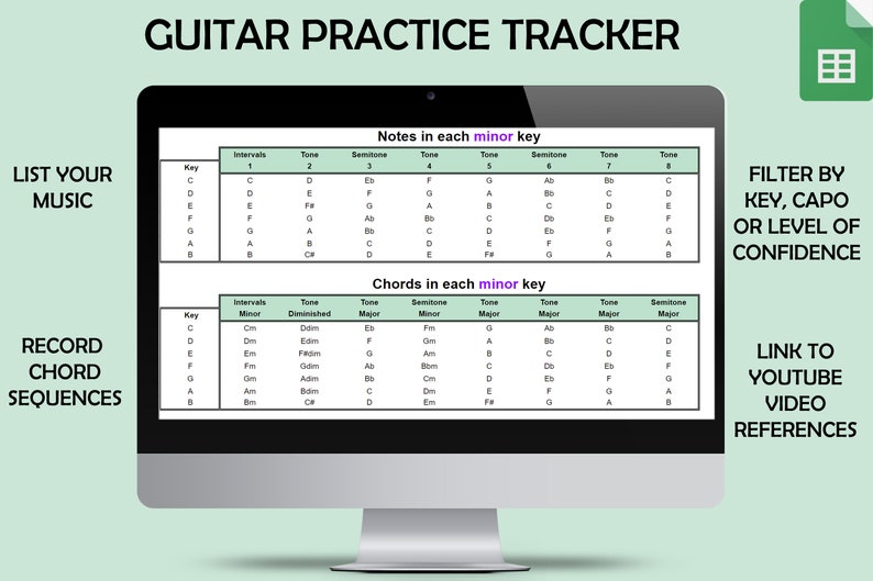 Guitar Practice Tracker (digital Download) | Guitar Journal | Gift for ...