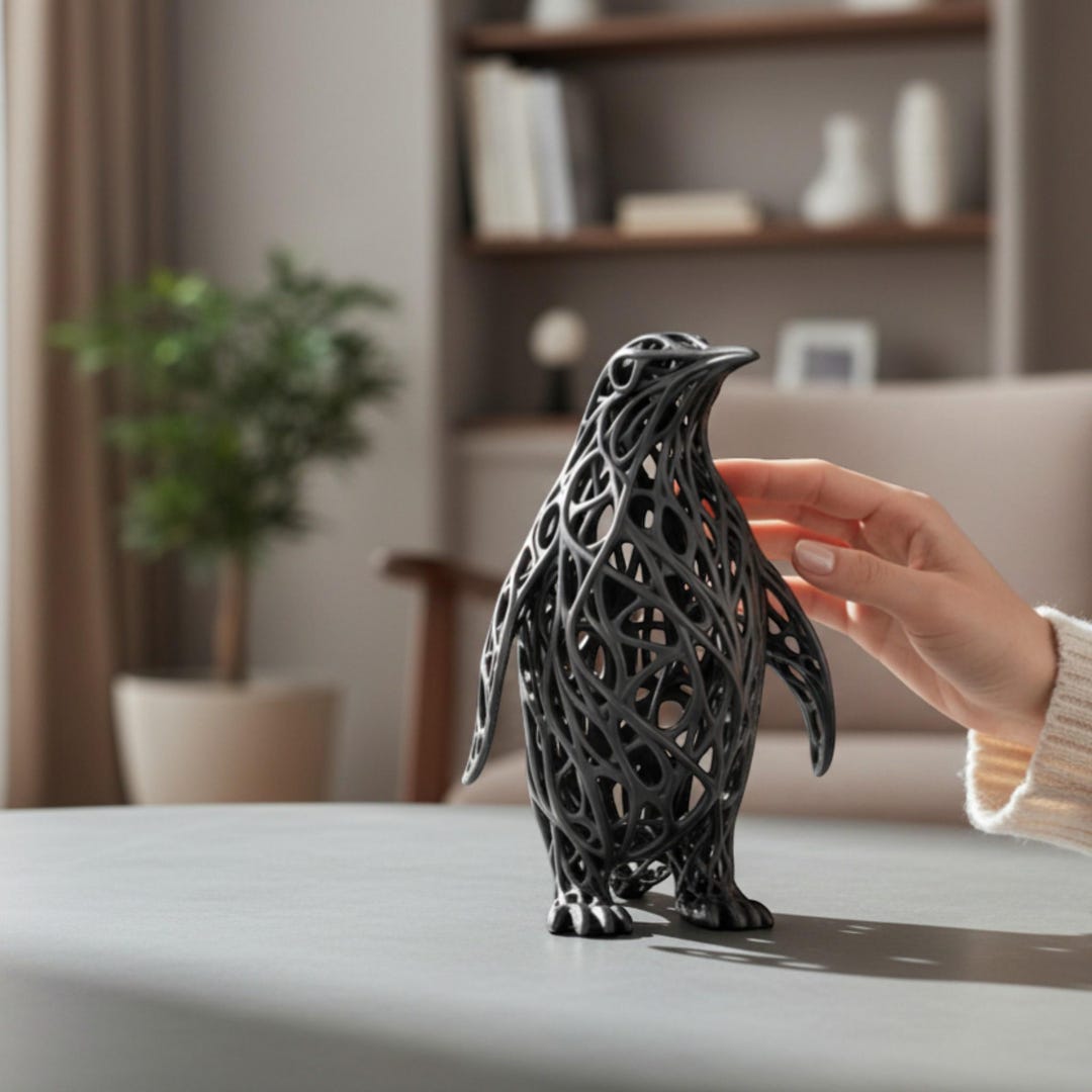 Parametric Penguin Sculpture, Modern Wildlife Decor, Abstract Bird ...