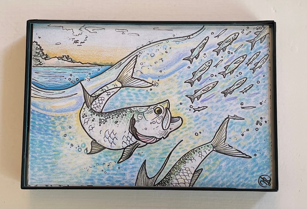 Tarpon Drawing | Sea Art Print | Florida Art | Coastal Wall Decor | 4x6 ...