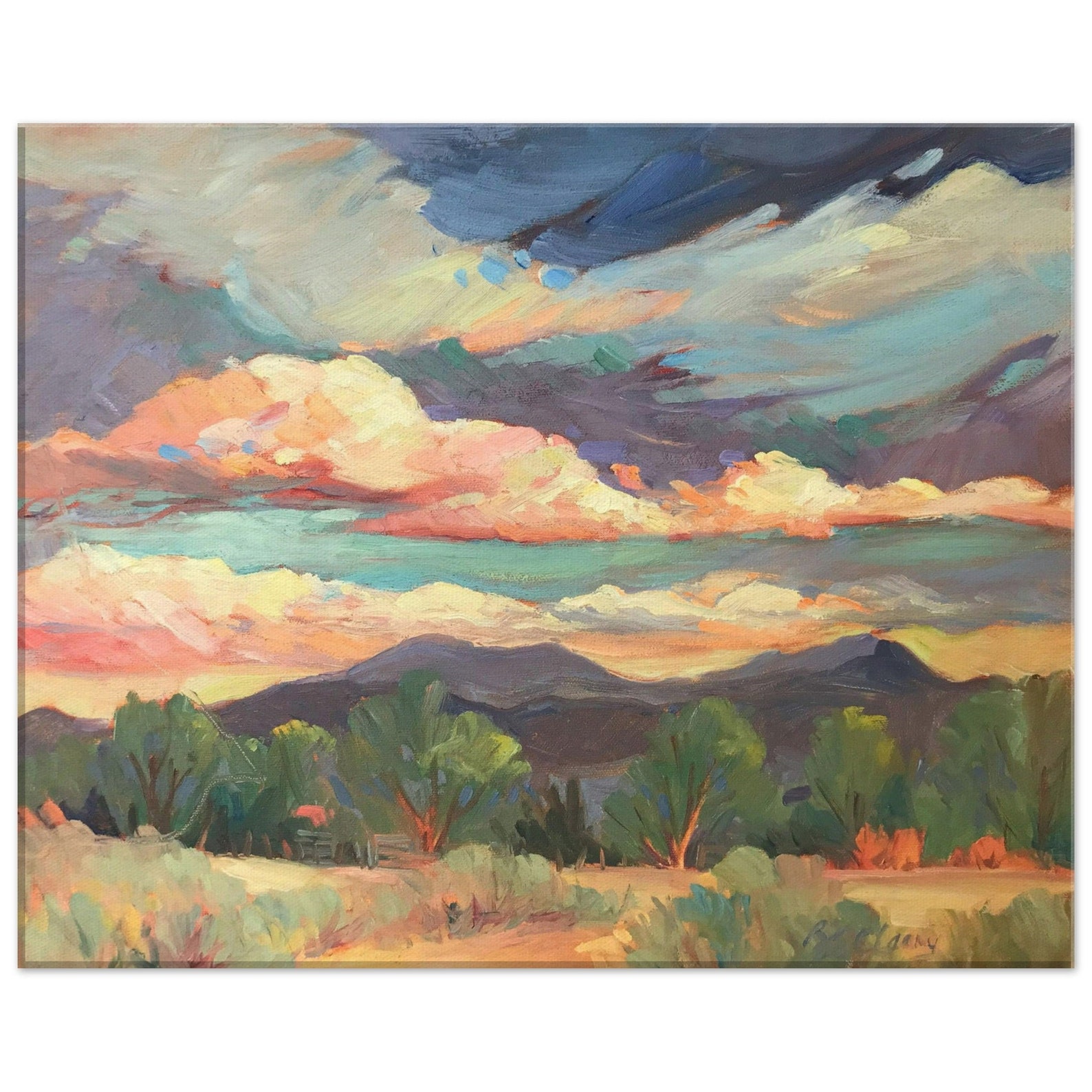 16x20 Desert Landscape Oil Painting Canvas Wall Art Print, Home Decor ...