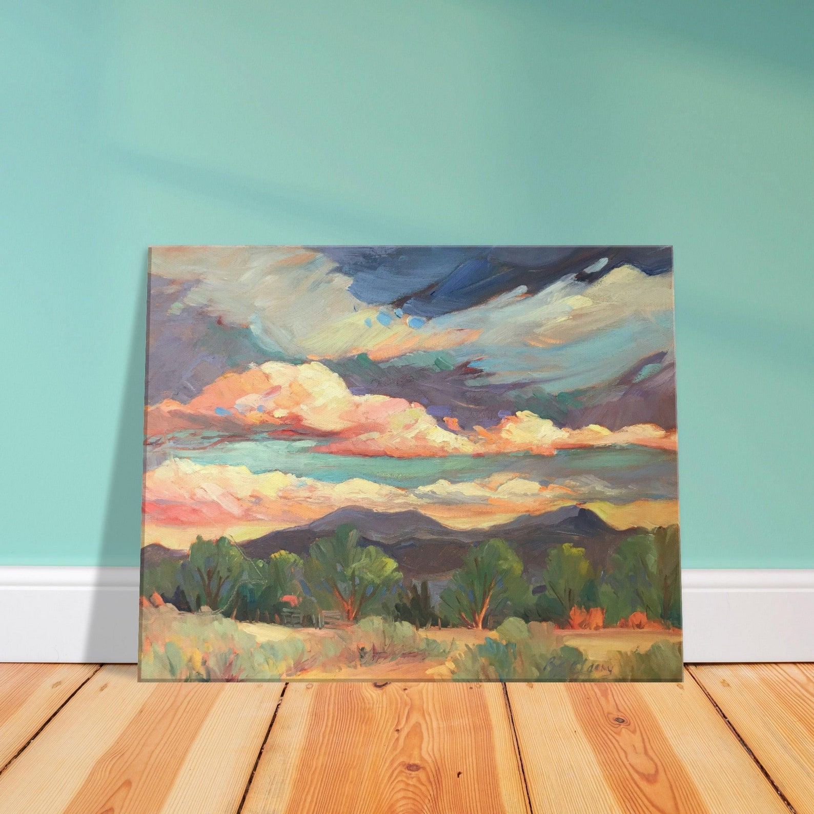 16x20 Desert Landscape Oil Painting Canvas Wall Art Print, Home Decor ...