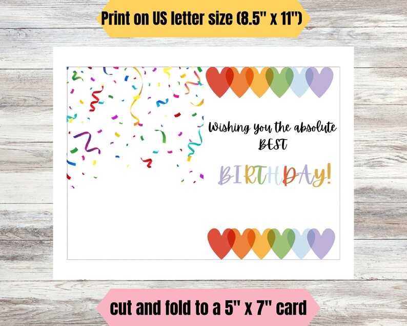 Printable Birthday Card, Rainbow Colorful Greeting Card - Etsy