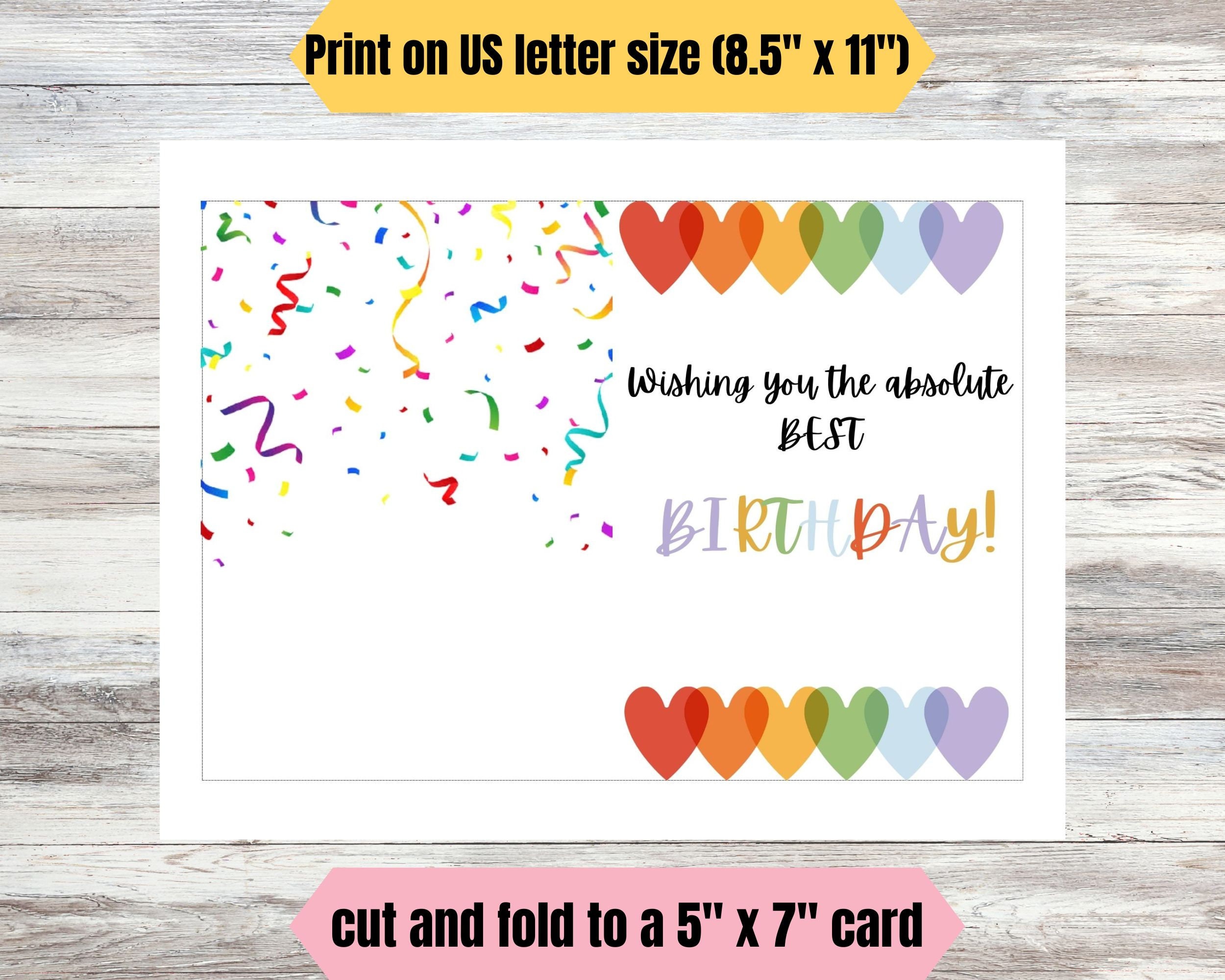 Printable Birthday Card, Rainbow Colorful Greeting Card - Etsy