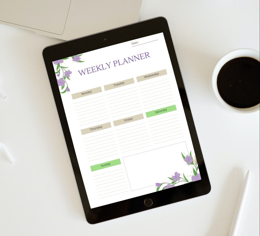 Weekly Planner Printable | Digital Planner | Floral Planner | A4 ...
