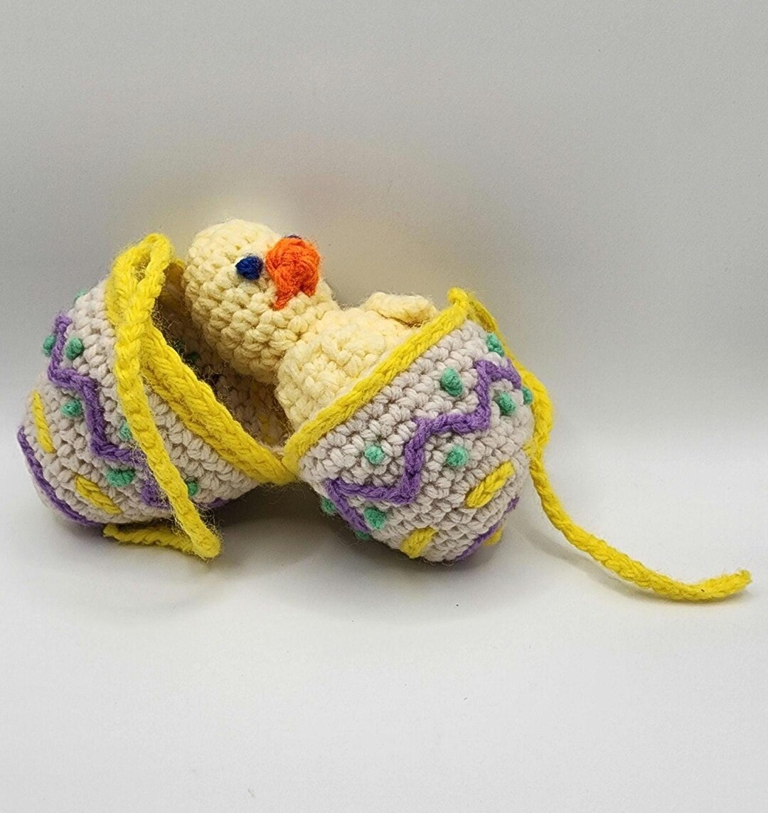Mini Crochet Hatching Chicken, Baby Chicken in Shell, Easter Chick in ...