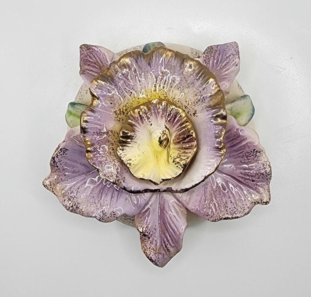 Vintage Commodore Ceramic Flower Candlestick Holder With Cap – Purple ...