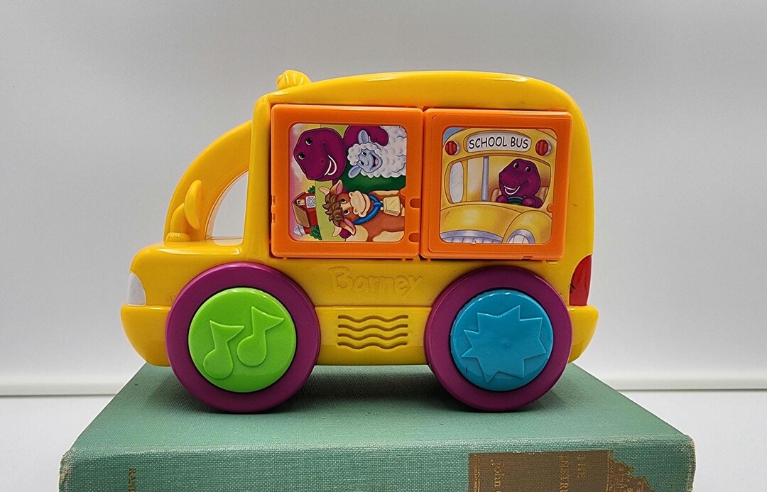 Vintage Mattel Barney Talking School Bus Block Toy – Music & Sounds ...