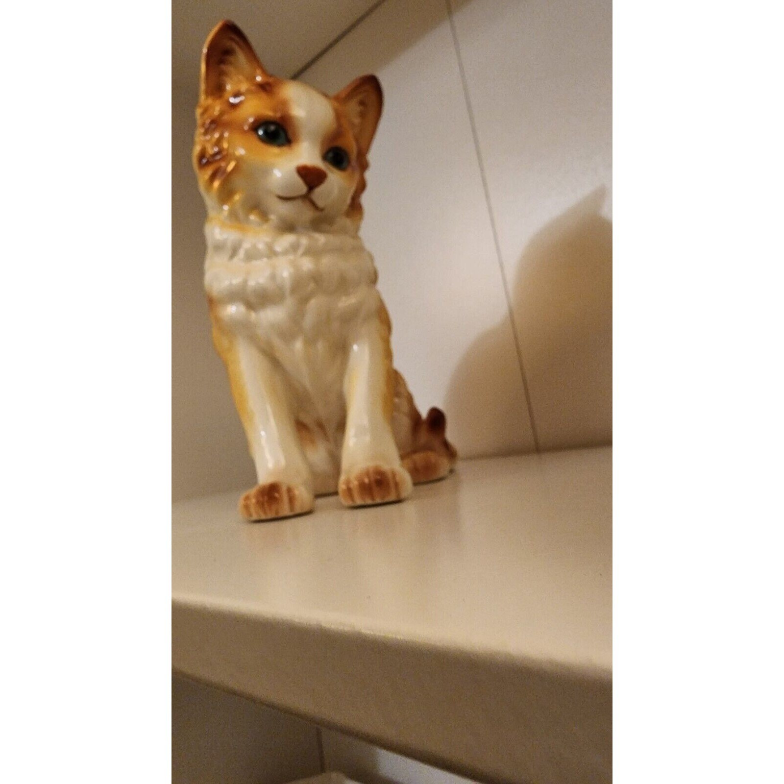 VTG Orange Tabby CAT Andrea Sadek Figurine Sitting Kitty JAPAN Blue ...
