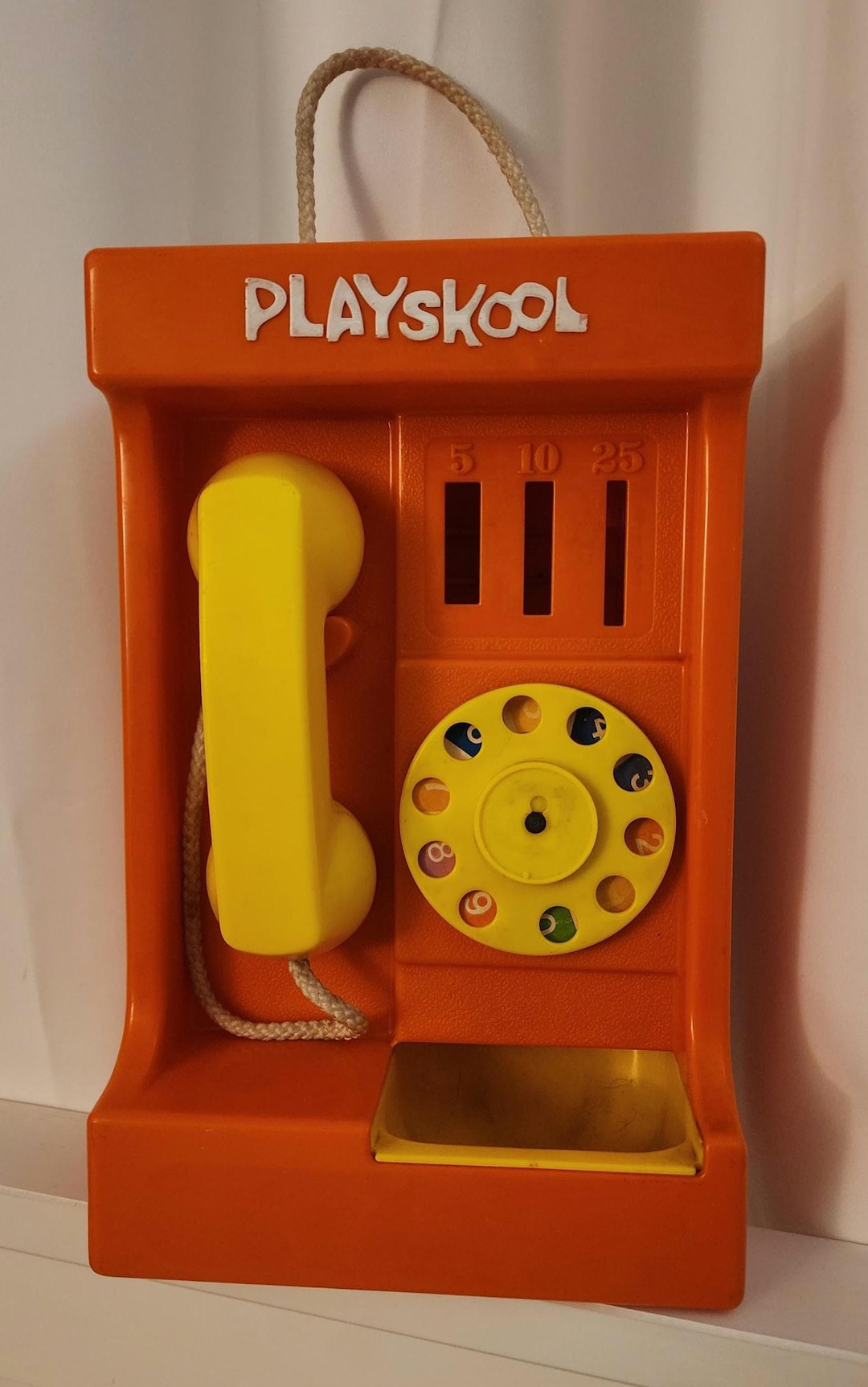 Vintage Playskool Toy Pay Phone Orange and Yellow - 1970s Children's ...