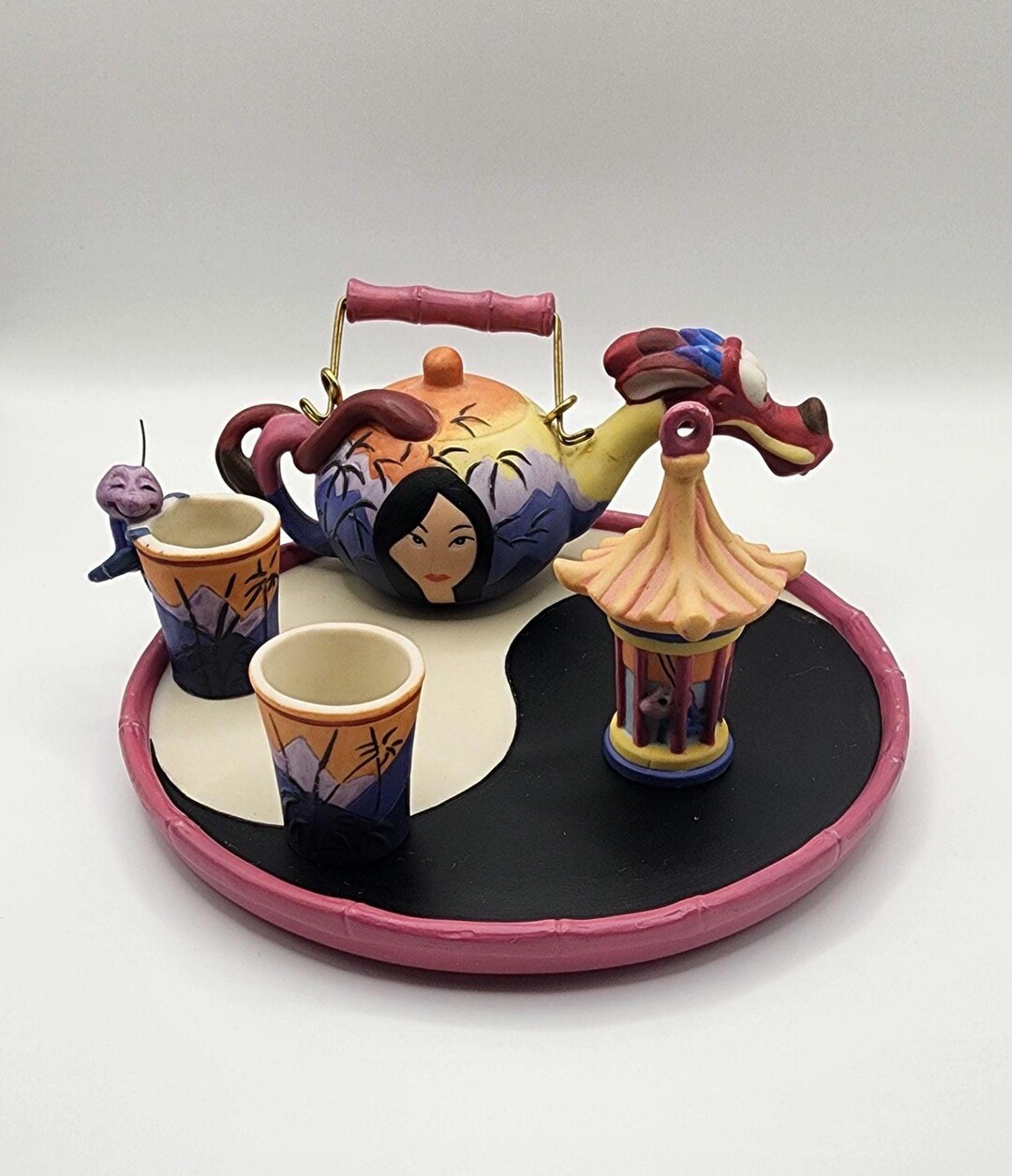Rare Disney Mulan Miniature Tea Set – Teapot, Mushu Handle, Pagoda ...
