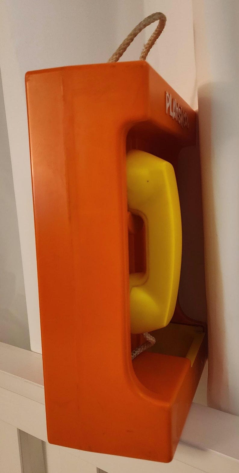 Vintage Playskool Toy Pay Phone Orange and Yellow - 1970s Children's ...
