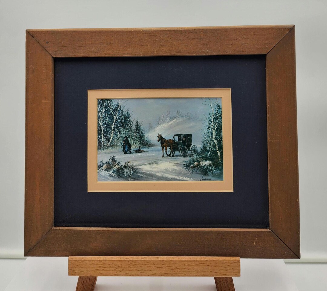 Vintage Al Koenig Amish Winter Print – Framed Horse Drawn Carriage Art ...