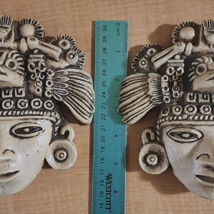 Carved Aztec Mayan Face Mask Soapstone Wall Hanging Folk Art Eagle Bird ...