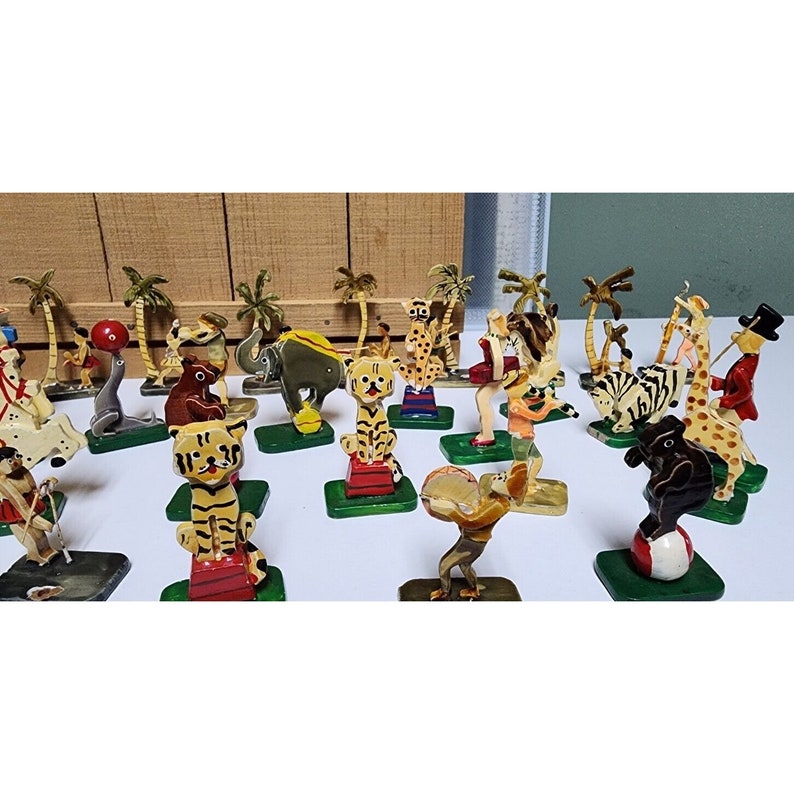 Collection of Vintage Wooden Circus Toys Elephant & More Hand Painted ...