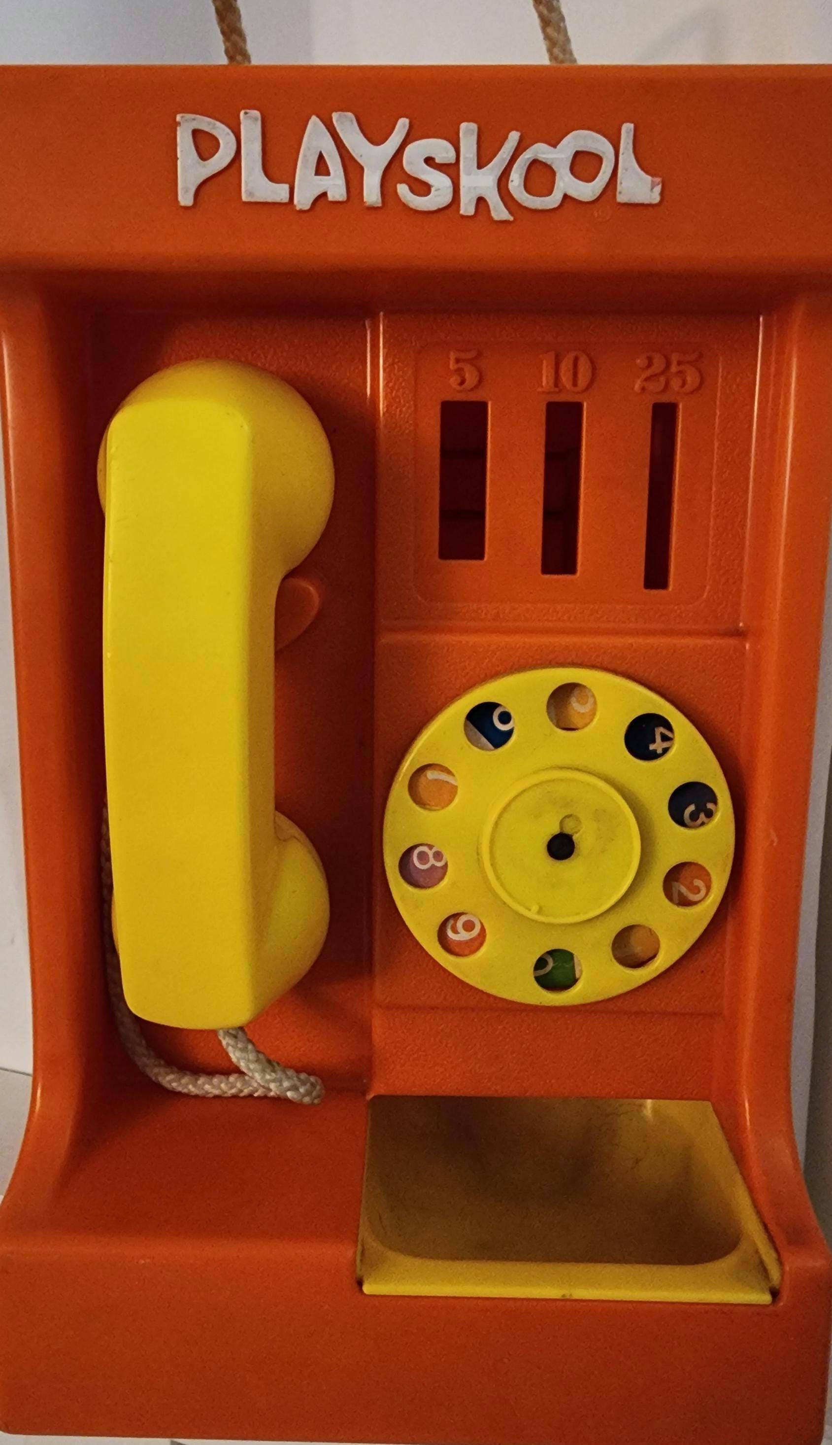 Vintage Playskool Toy Pay Phone Orange and Yellow - 1970s Children's ...