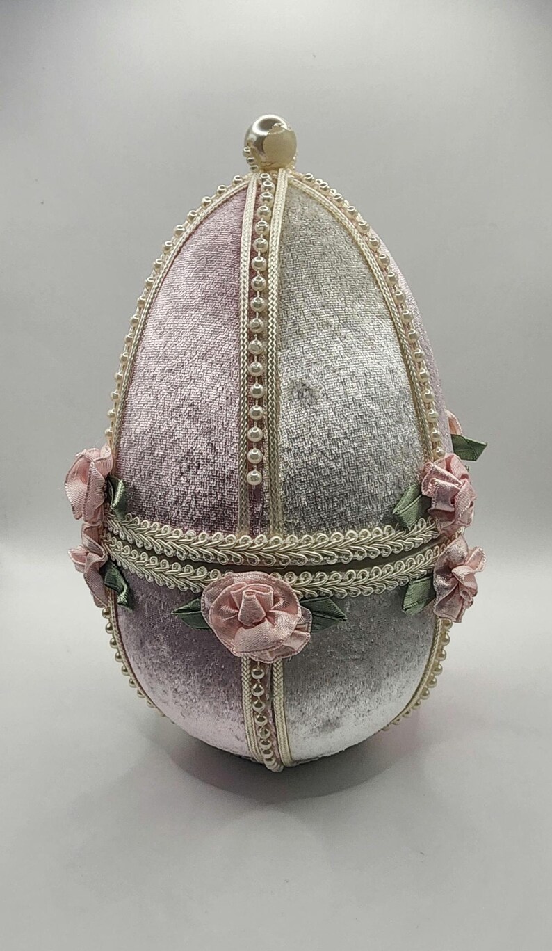 Vintage Velvet Easter Egg Trinket Box 8 Pink & Ivory, Floral Pearl ...