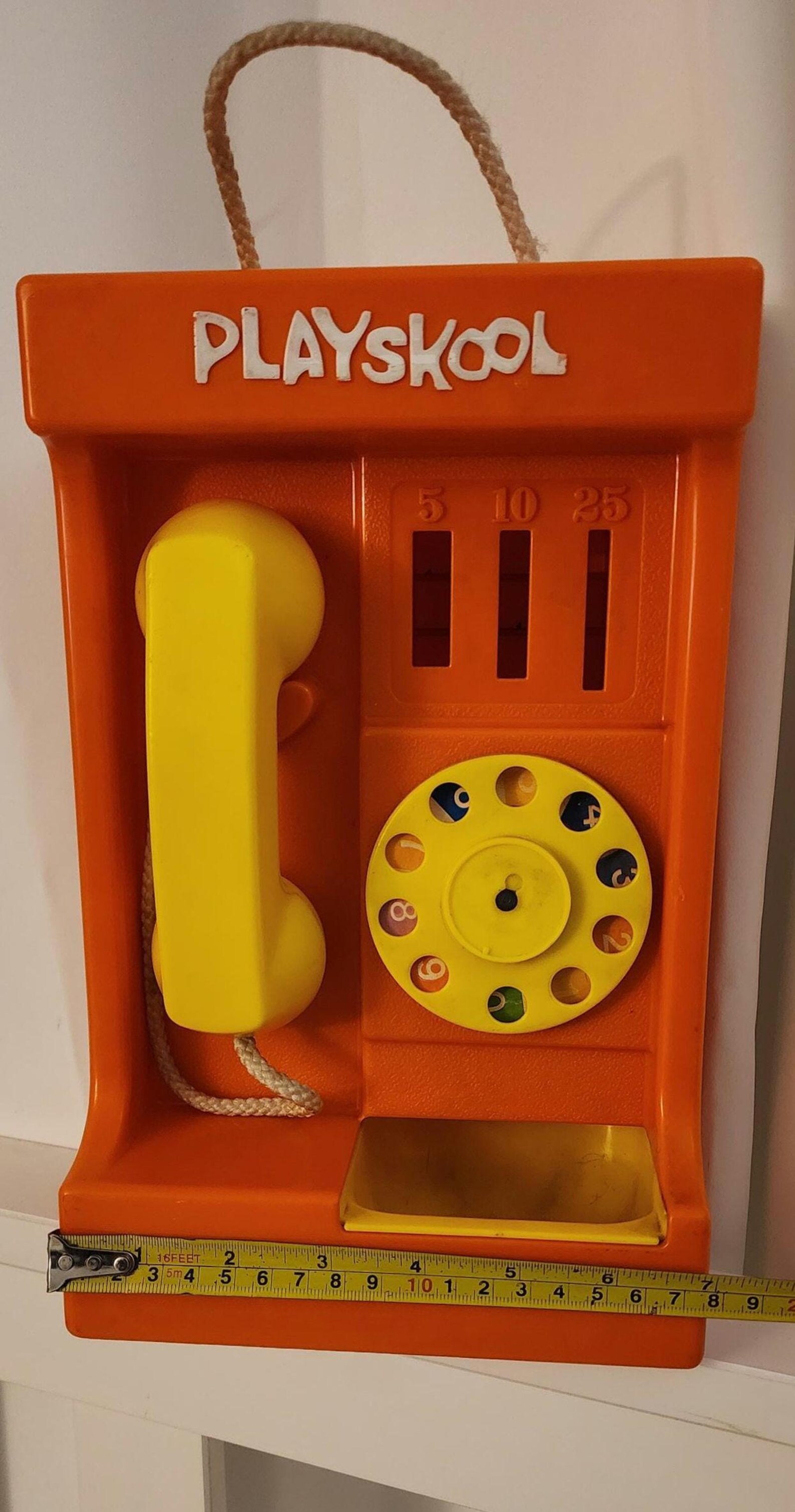 Vintage Playskool Toy Pay Phone Orange and Yellow - 1970s Children's ...