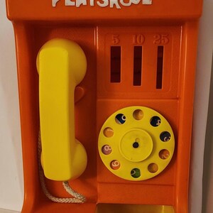 Vintage Playskool Toy Pay Phone Orange and Yellow - 1970s Children's ...