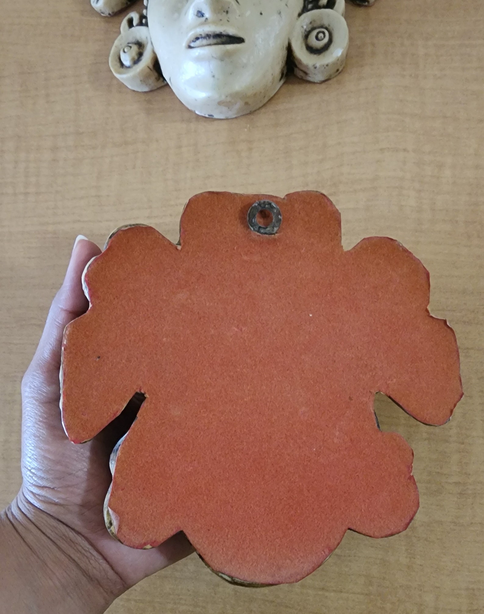 Carved Aztec Mayan Face Mask Soapstone Wall Hanging Folk Art Eagle Bird ...