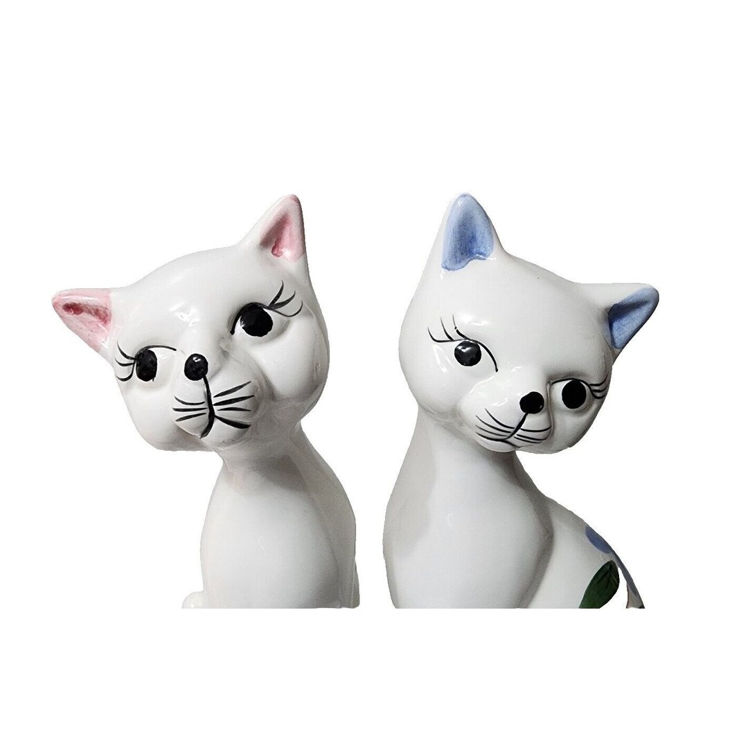 Pair of Vintage Porcelain Cats Andrea by Sadek Style Hand Painted ...